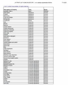 Sample Home Inventory Spreadsheet - United Policyholders
